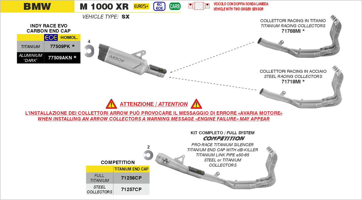 Arrow - Arrow 77509AKN Indy Race Evo Aluminium Dark Slip On With Carbo ...