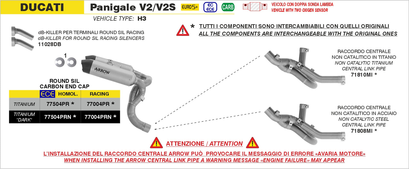Arrow - Arrow 77004PRN Round-Sil Titanium Dark Racing Slip Ons (Right ...